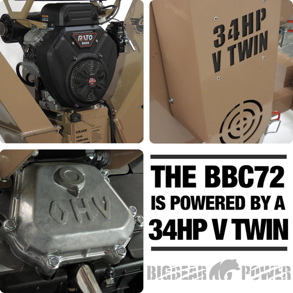BigBear Power BBC72 Tornadic Wood Chipper 7" 34 HP V-Twin Engine Gas P ...