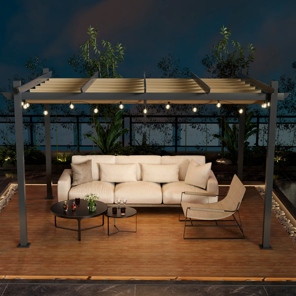 Costway Pergola with Retractable Canopy 10' x 13' Aluminum Frame 25473 ...