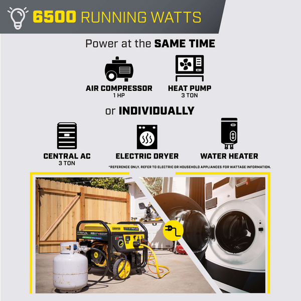 Champion 201169 6500W/8125W Generator Tri-Fuel Gas Propane Natural Gas ...