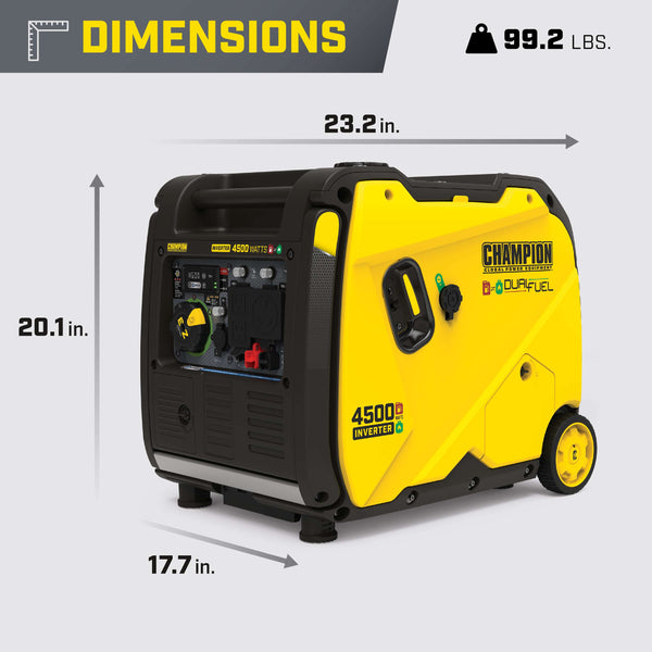 Champion 2001319 3500W/4500W Generator Dual Fuel Inverter Electric Sta ...