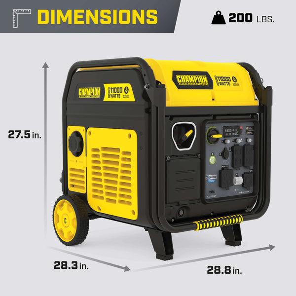 Champion 201407 9000W/11000W Generator Gas Inverter 50 Amp Low THD CO ...