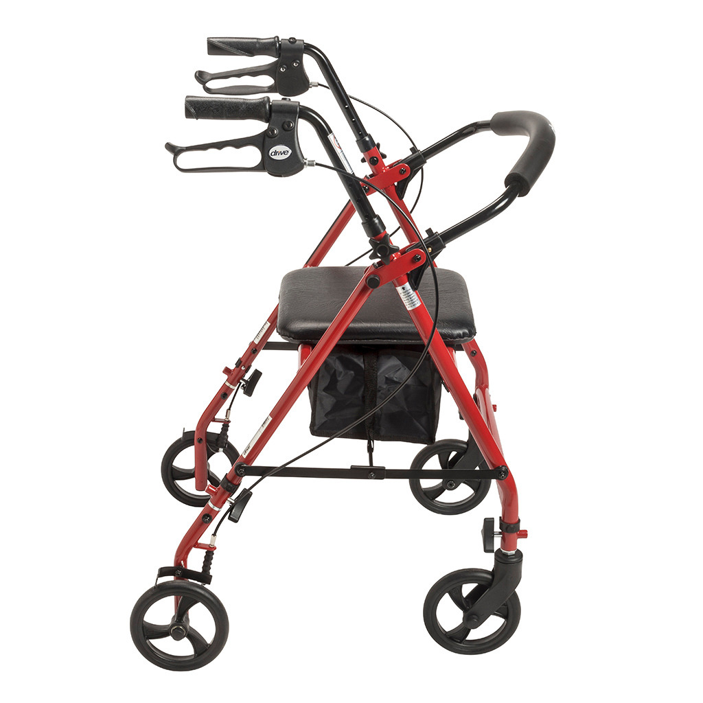 Drive Medical R800KD-RD Steel Rollator Walker 6" Wheels Red New ...