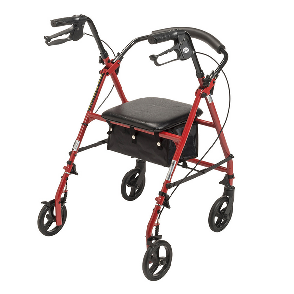 Drive Medical R800KD-RD Steel Rollator Walker 6" Wheels Red New ...