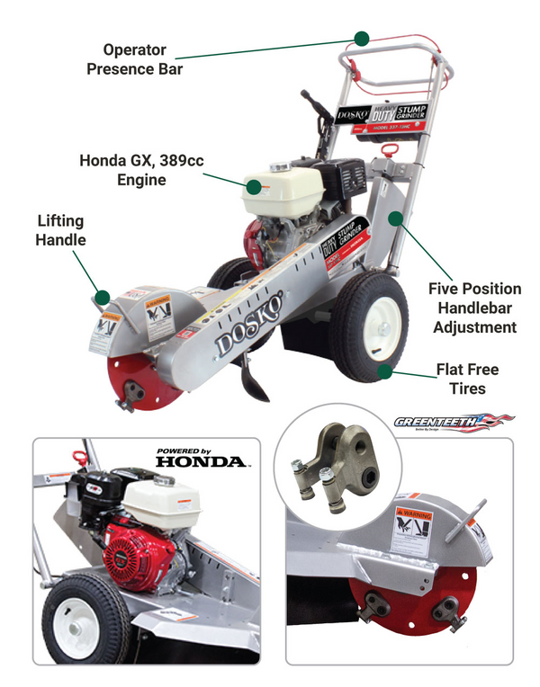 Dosko 337-13HC Stump Grinder with Honda GX390 Engine Gas 13 HP and 14 ...
