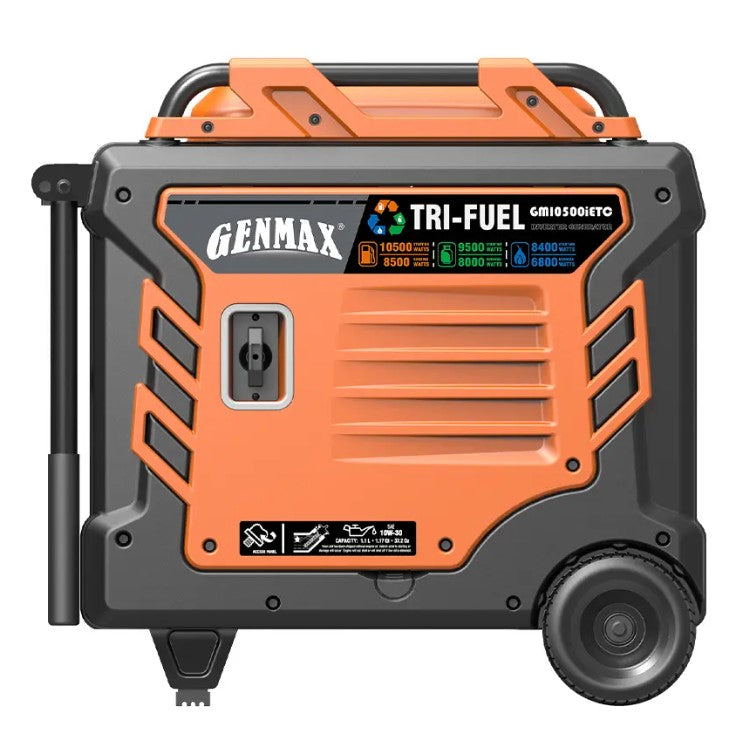 GENMAX GM10500iETC Tri-Fuel Inverter Generator 8500W/10500W 50 Amp Rem ...