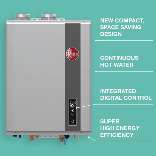 Rheem RTGH-95DVLN-3 9.5 GPM Indoor Tankless Water Heater Natural Gas S ...