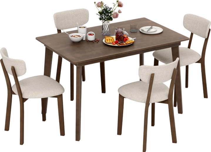 Costway Dining Table Set 5-Piece with Wood Frame and Padded Seat New ...