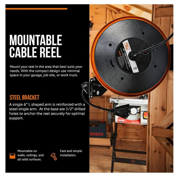 Super Handy GUR071 Retractable Extension Cord Reel 12AWG x 80' 15A New ...
