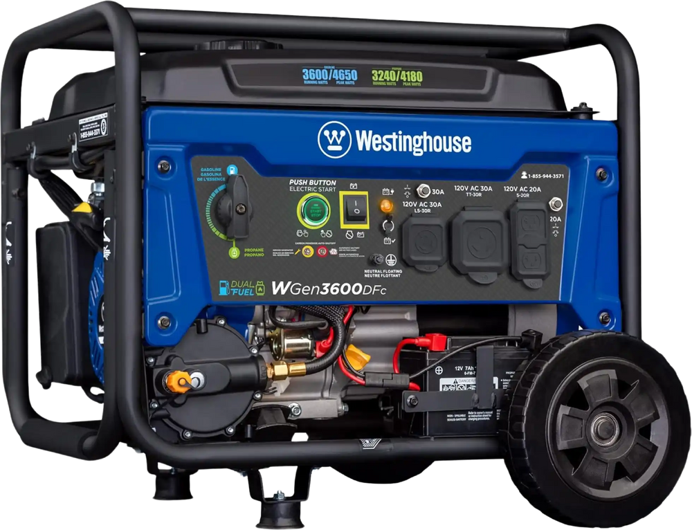 Westinghouse WGen3600DFc Generator 3600W/4650W 30 Amp Remote Start Dua ...