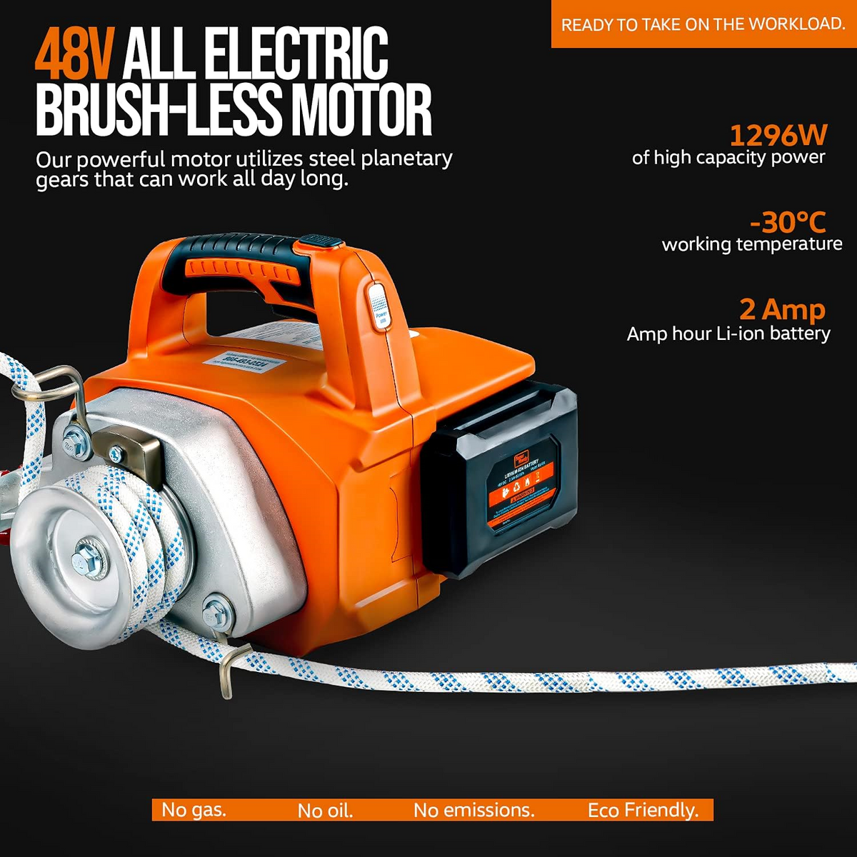 Super Handy GUO076 Portable Winch Capstan Hoist Electric Instant Start ...