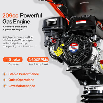 Super Handy GUO117 Jumping Jack Tamping Rammer Pro 7HP 209CC Engine 35 ...