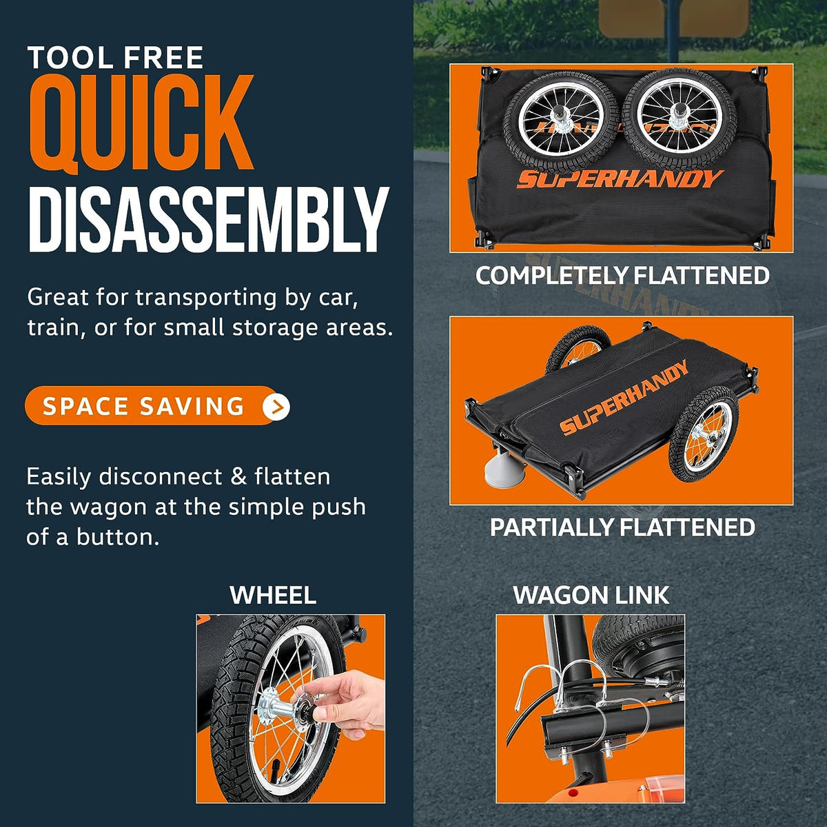 Super Handy GUT157 Foldable Follow Behind Wagon 155 lbs Capacity Compa ...