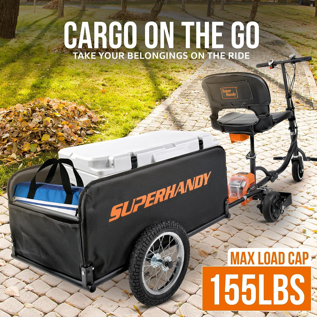 Super Handy GUT157 Foldable Follow Behind Wagon 155 lbs Capacity Compa ...