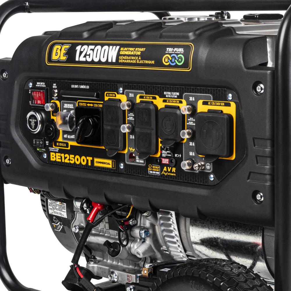 BE 9000W/12500W Generator Tri-Fuel Gas Propane Natural Gas Electric St ...