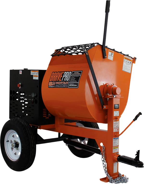 Brave Mortar Mixer 8 Cu. Ft. Steel Drum with Honda GX240 Engine BRPMM1 ...