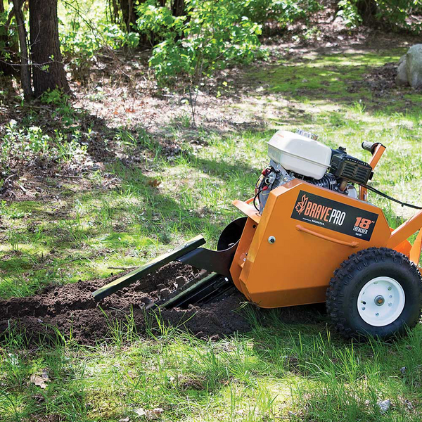 Brave Compact Trencher with Shark Chain 18" Max Depth and Honda GX200 ...