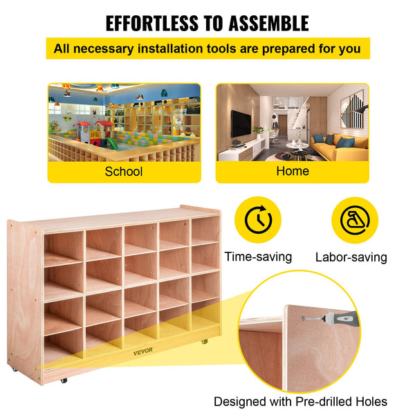 Vevor 20 Cubby Wooden Storage Unit 30" Height Durable New – FactoryPure