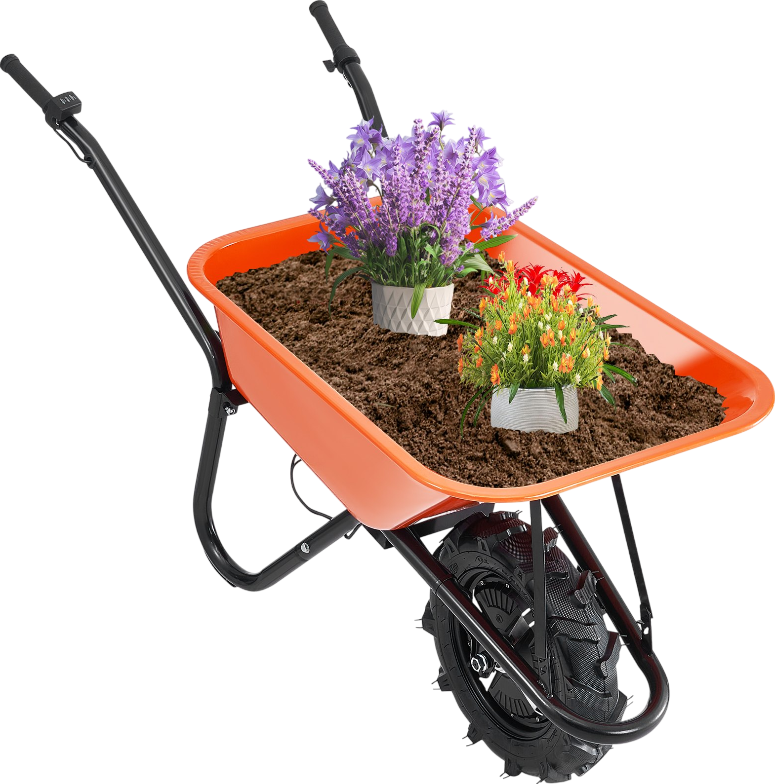 Vevor Electric Wheelbarrow Cart 4 Cu. Ft. 500W Single Wheel 330 Lbs Ca ...