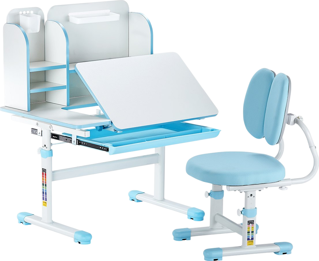 Vevor Kids Study Desk and Chair Set Height Adjustable with Bookshelf a ...