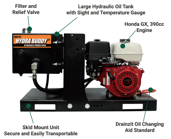 Brave Hydraulic Power Pack Hydra Buddy 3000 PSI 5 GPM with Honda GX390 ...