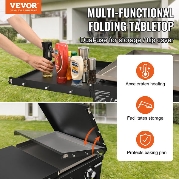 Vevor 36" Commercial Flat Top Griddle on Cart with Folding Tabletop 4 ...