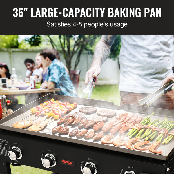 Vevor 36" Commercial Flat Top Griddle on Cart with Folding Tabletop 4 ...