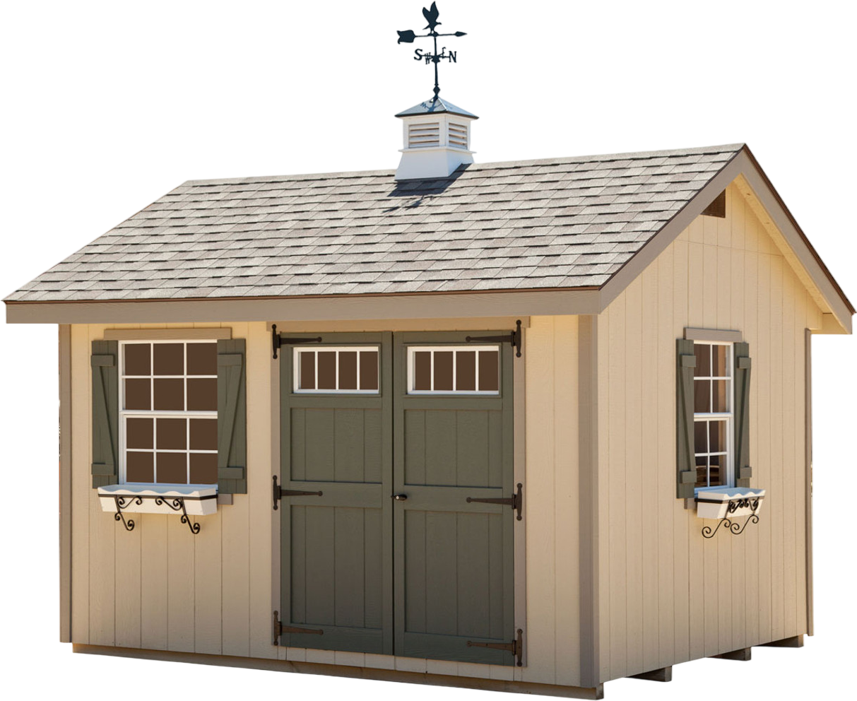 EZ-FIT Heritage Shed Kit 10' x 12' Wood Storage with Windows & Double ...