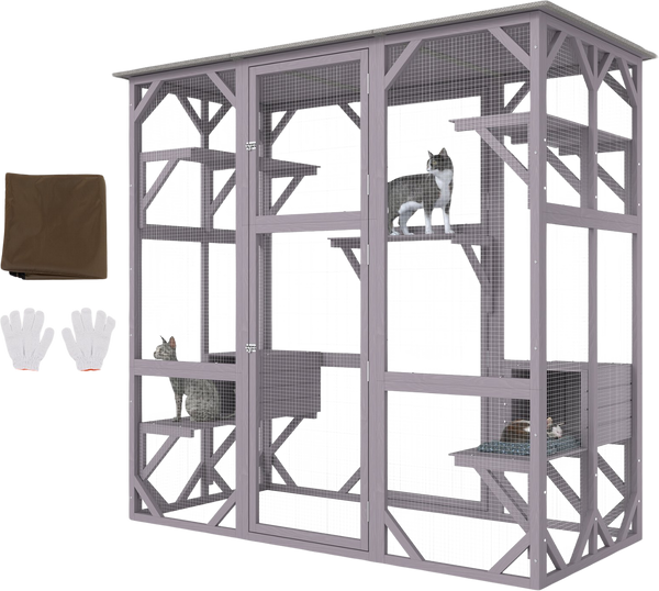 Vevor Cat House Outdoor 7-Tier Large Catio with 5 Platforms 2 Resting ...