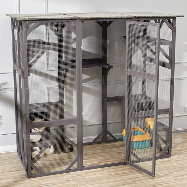 Vevor Cat House Outdoor 7-Tier Large Catio with 5 Platforms 2 Resting ...