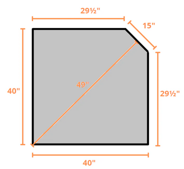 ComfortBilt Corner Hearth Pad 40" x 40" Non Combustible Mill Black/Sil ...