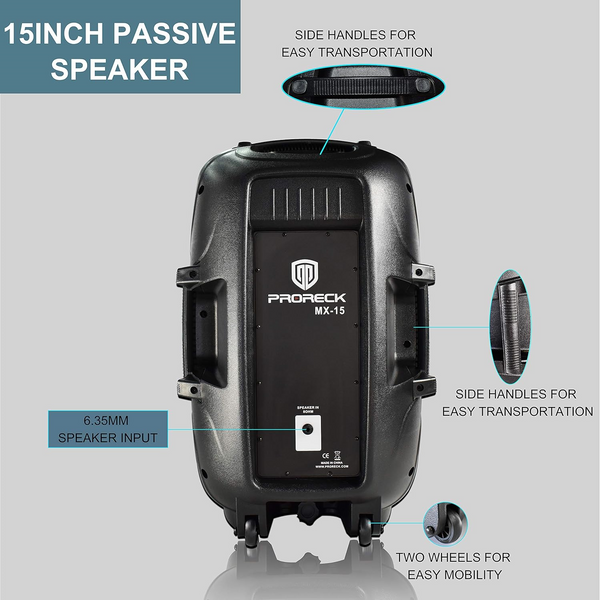 Proreck MX15 PA System Audio Mixer 8 Channel 15" Bluetooth Powered 250 ...