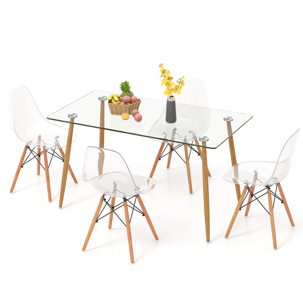 clear dining table set