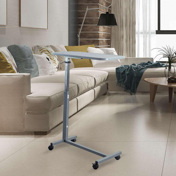 MedaCure Overbed Table Composite Top H-Base with Wheels Gray or Mahoga ...