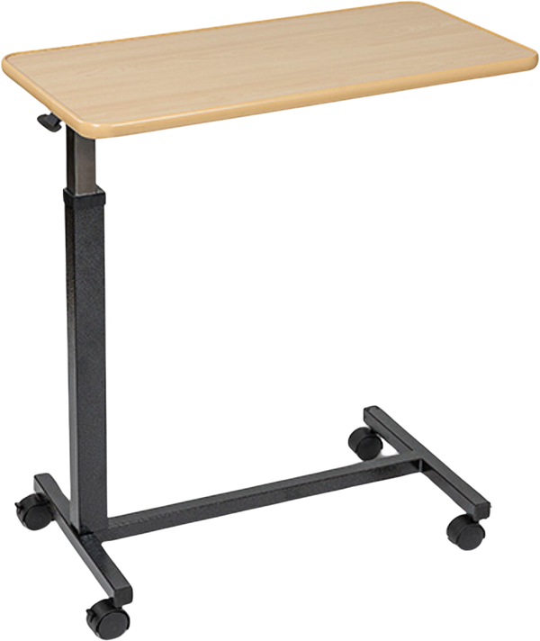 MedaCure Overbed Table Wood Top H-Base with Wheels Mahogany Cherry or ...