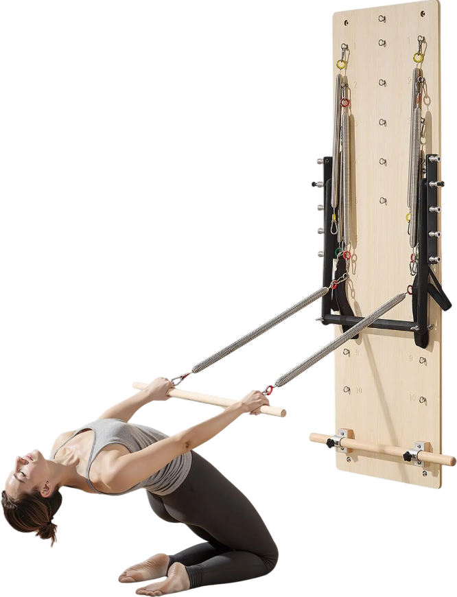 Vevor Wall-Mounted Pilates Reformer Maple Wood Springboard with Adjust ...