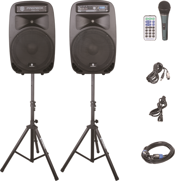 Proreck PARTY-15 PA Speaker System 2000W 2-Way Combo Speakers and 15 ...