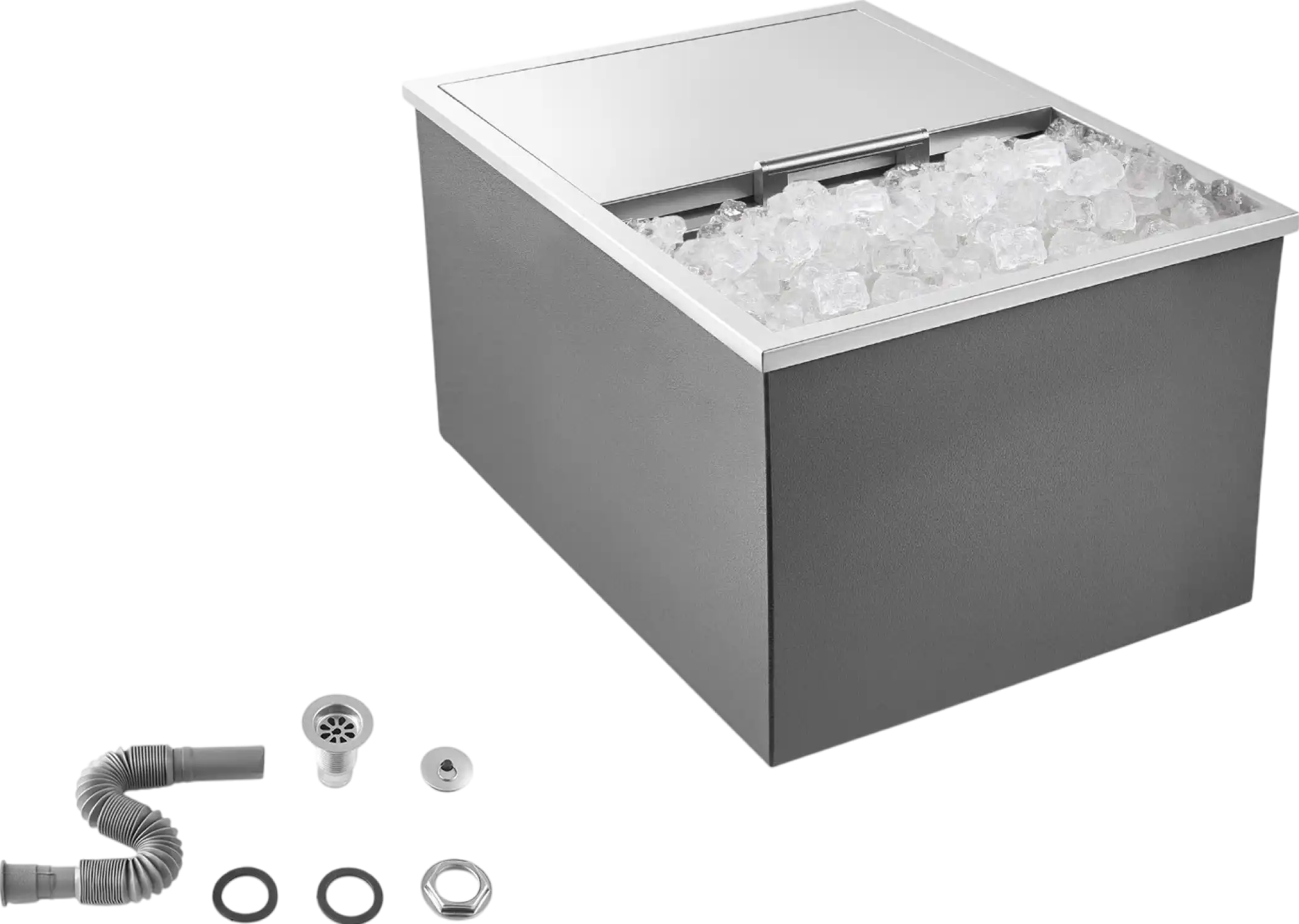 Vevor Drop-In Ice Chest 57.8 Qt Stainless Steel 24" x 18" x 13" Insula ...