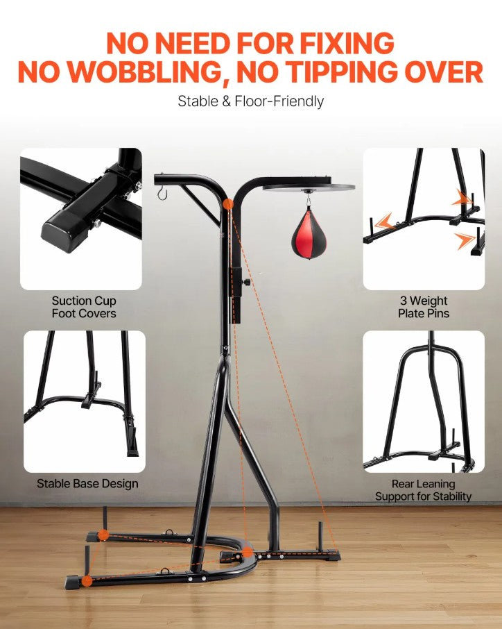 Vevor 2-in-1 Heavy Duty Punching Bag Stand Adjustable Steel Frame New ...