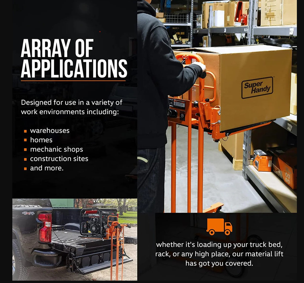 Super Handy Manual Stacker 330 lbs 40" Max Lift with a Flat Bed New ...