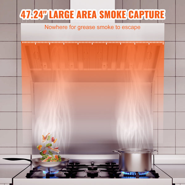 Vevor Commercial Exhaust Hood 4' Stainless Steel Food Truck Concession ...