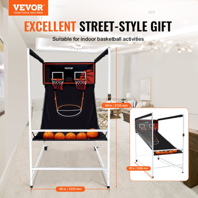 Vevor Arcade Basketball Game 7.5' Indoor 2-Player Dual Shot with 8 Gam ...