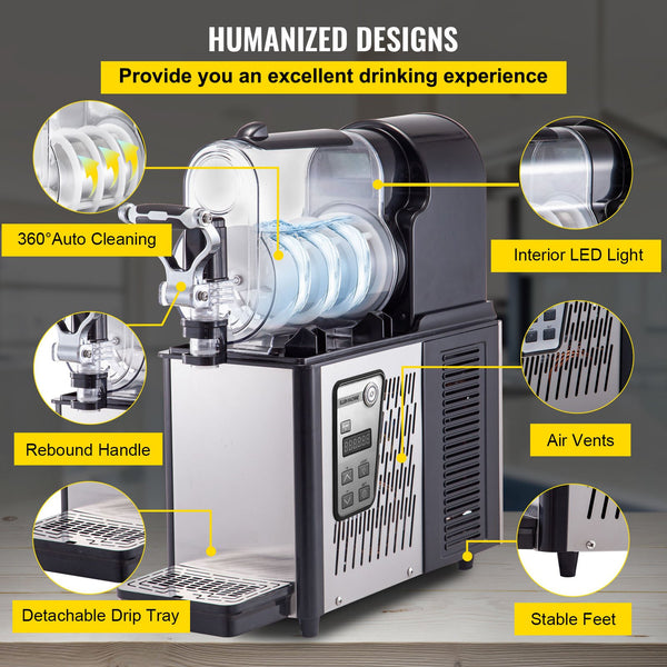 Vevor Slushy Machine 0.8 Gal. 3 L 1 Tank Commercial Frozen Drink Maker ...