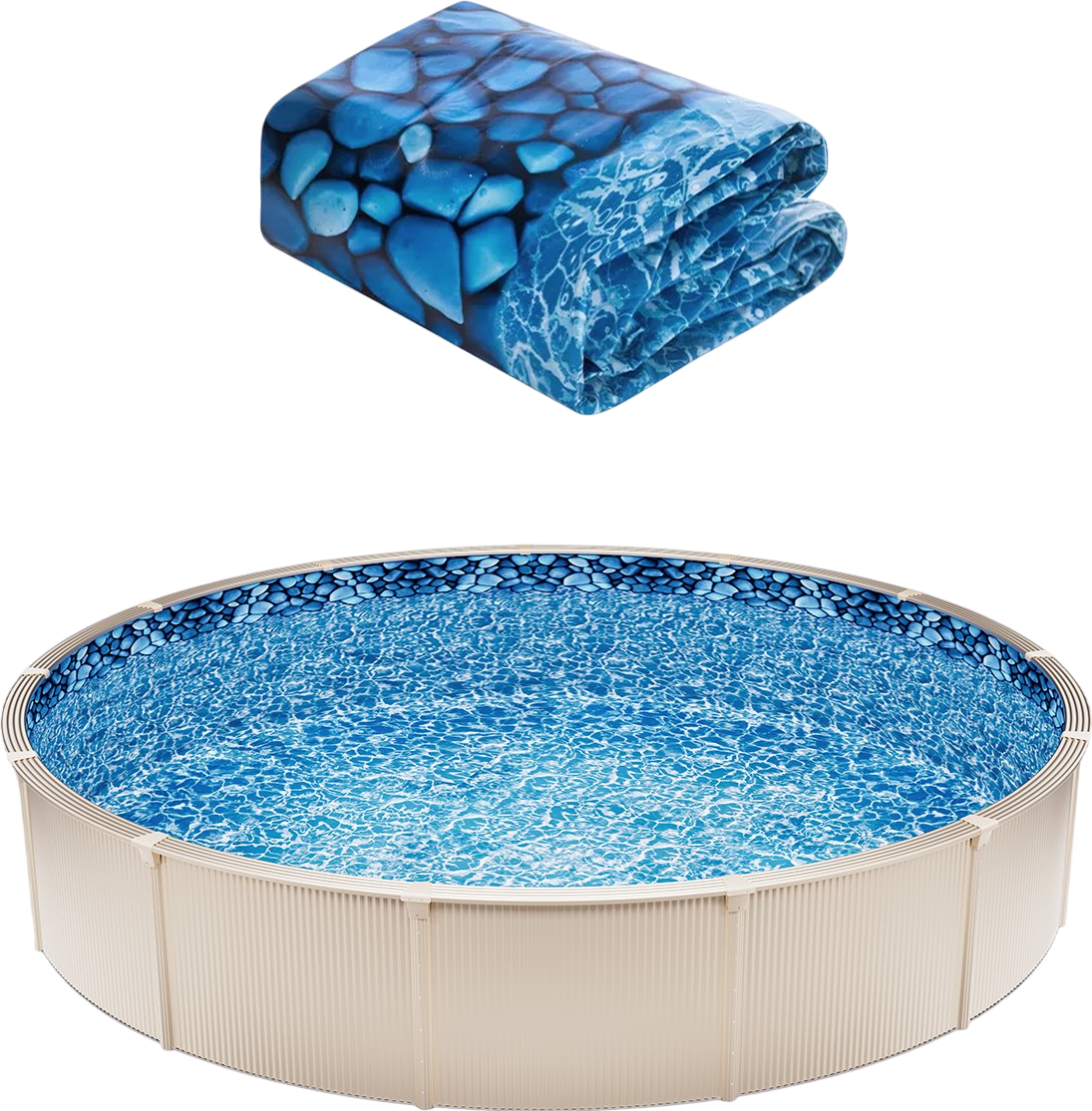 Vevor 33' Round Pool Liner 52" Wall Height Unibead Vinyl Above Ground ...