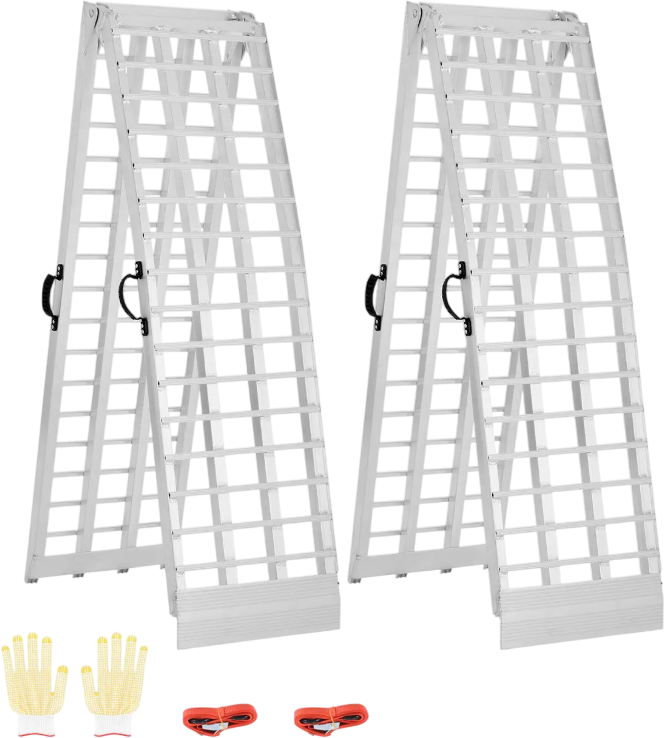 Vevor Aluminum Loading Ramps 2000 Lbs 2-Pack Foldable Non-Slip with Ha ...