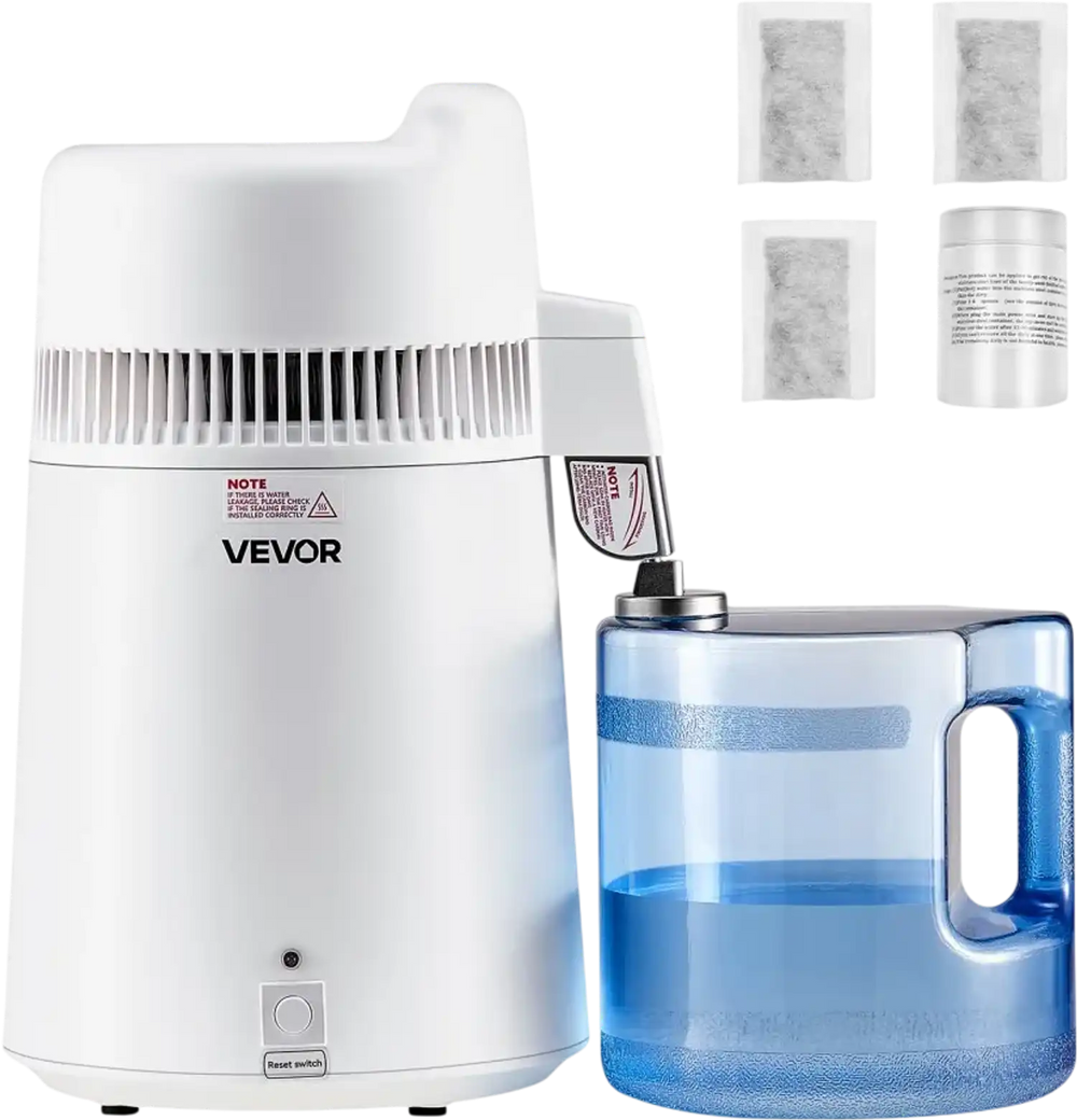 Vevor Water Distiller 6L 1.6 Gallon Countertop Pure Water Maker White ...