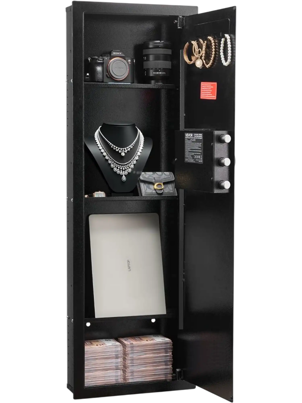 Vevor Wall Safe 4-Tier Hidden Wall-Mounted Gun Safe with Password and ...