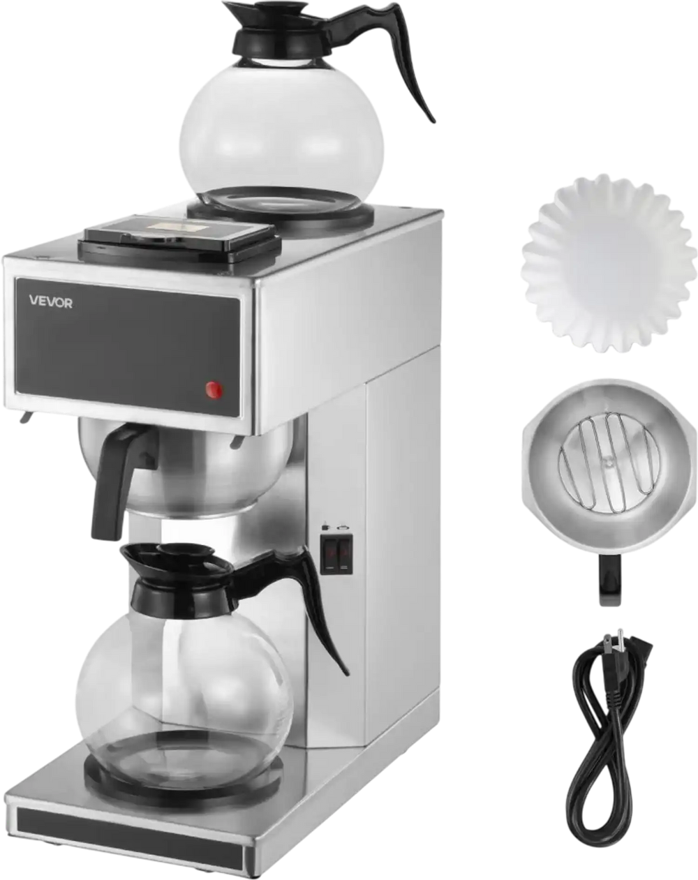 Vevor Coffee Maker 12-Cup Commercial Drip Brewer with 2 Glass Carafes ...