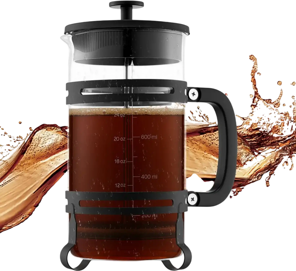 Vevor French Press Coffee Maker 34 oz Borosilicate Glass Silver New ...