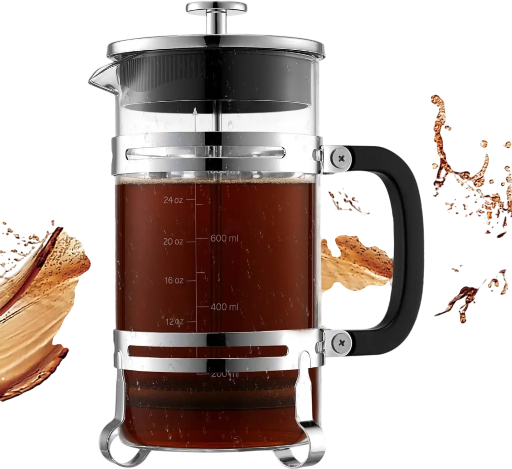 Vevor French Press Coffee Maker 34 oz Borosilicate Glass Silver New ...