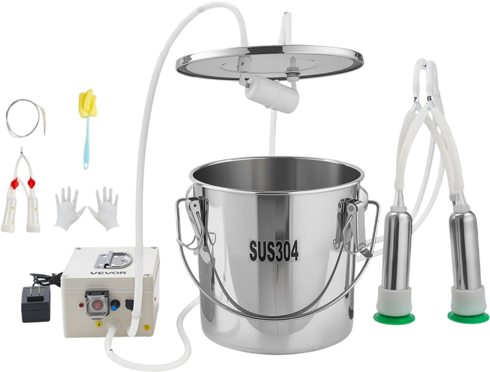 Vevor Goat Milking Machine Portable Electric Pulsation Milker with 3.2 ...
